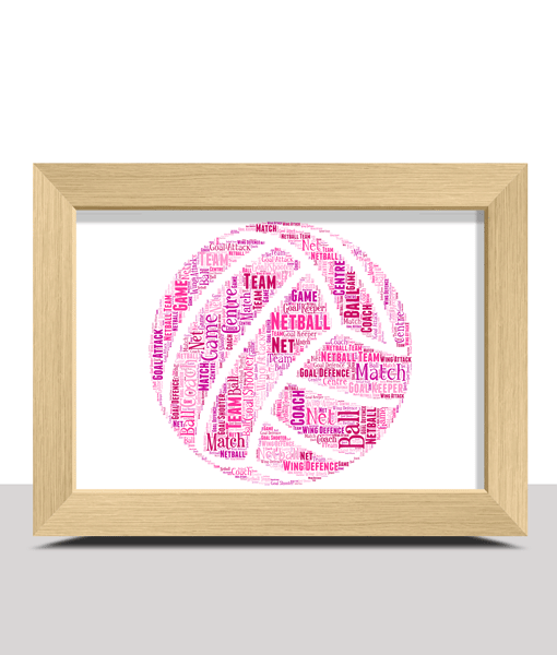Personalised Netball Word Art - Netball Player Gift - Add All Your Own ...