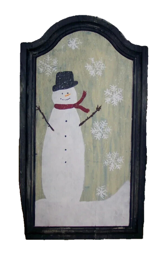 Primitive Country Style Hand Painted Snowman on Repurposed Imperfect ...