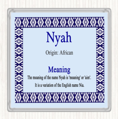 Nyah Name Meaning Drinks Mat Coaster Blue | eBay UK