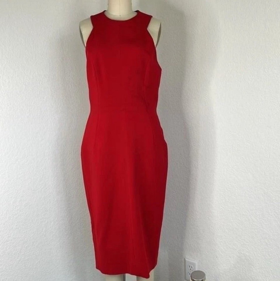 VIctoria Beckham Red Bodycon Midi Zipper Dress | eBay