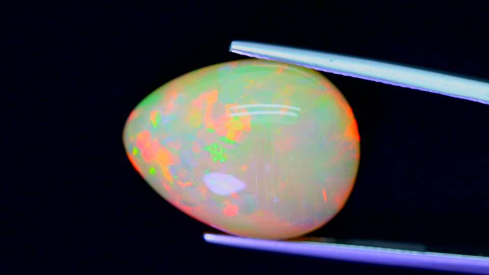 19.58cts HONEYCOMB Pattern Volcanic Glow! Semi Black Welo Opal 22x17mm ...