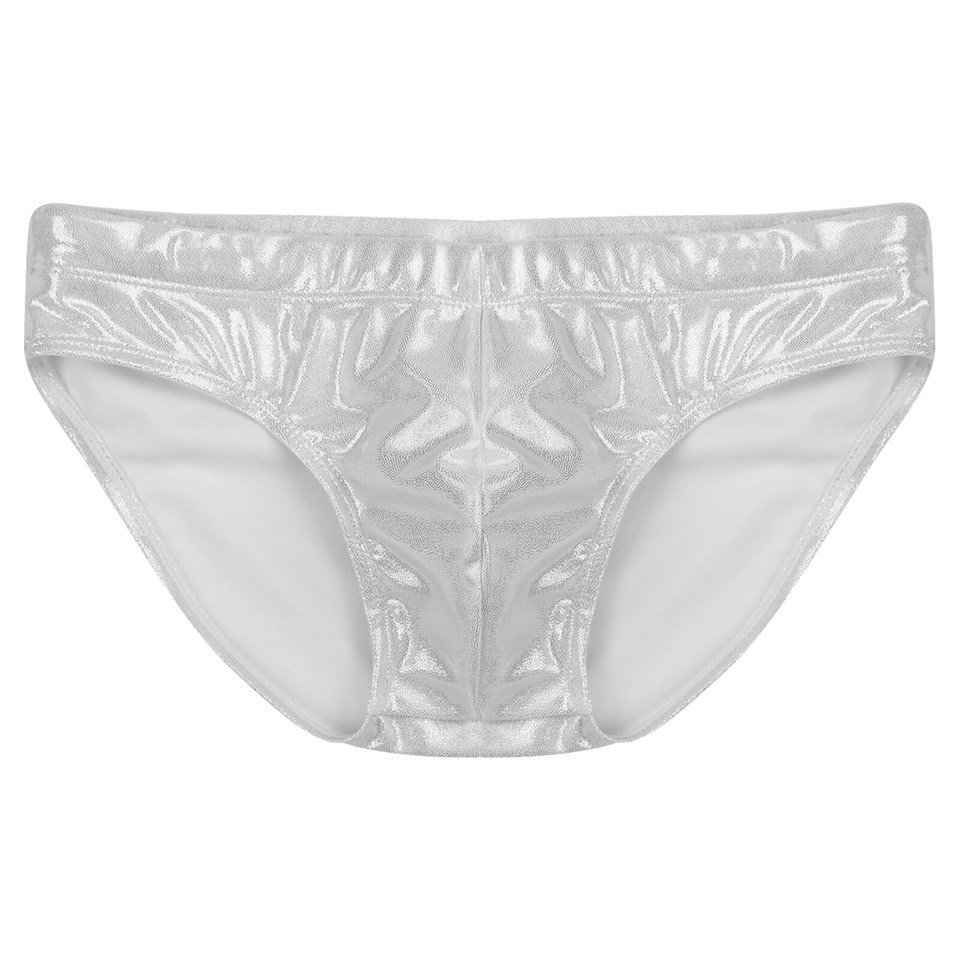 Men Briefs Metallic Underwear Quick Dry Thongs Wet Look Panties PVC ...