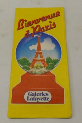 1977 Welcome to Paris Bienvenue a Paris Colorful Map Pamphlet Brochure ...