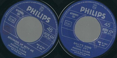 DISQUE 45 TOURS PASSING CLOUDS ‎– BREAKING UP WITH ME // SALLY'S SONG ...