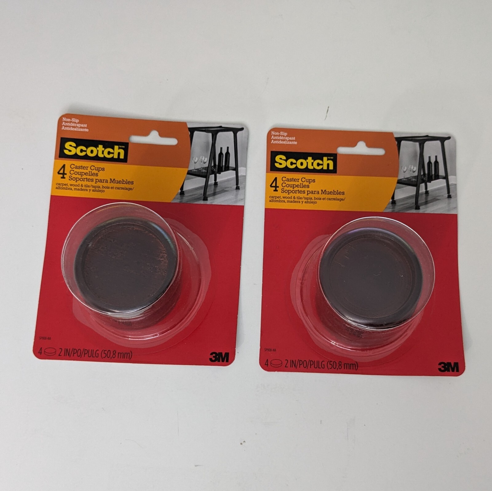 Scotch Non Slip Caster Cups Cherry Wood 4 per pack / 2 packages for ...