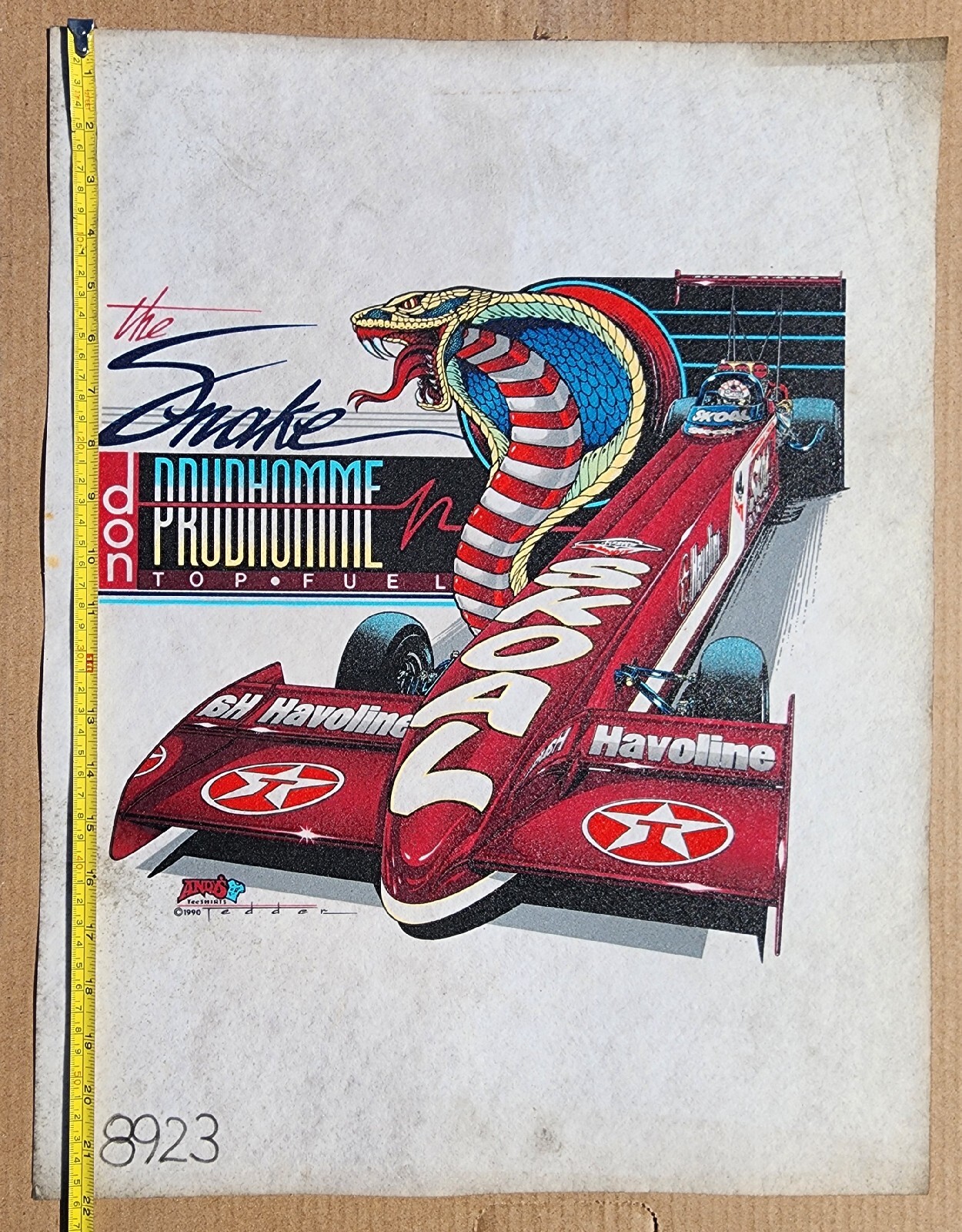 VTG 1990 Don Prudhomme Top Fuel The Snake Skoal Dragster Graphic Cloth ...