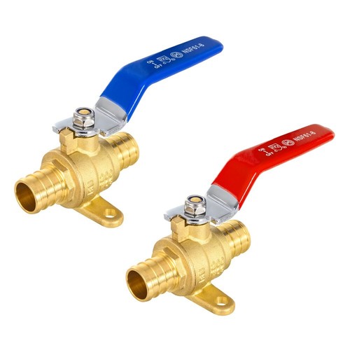 EFIELD 2 PCS 3/4"Pex Crimp Shut Off Brass Ball Valves/Drop Ear, Red ...
