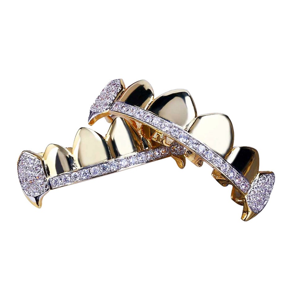 Alloy Hip Hop Teeth Set Halloween Vampire Gold Bling Mouth | eBay UK