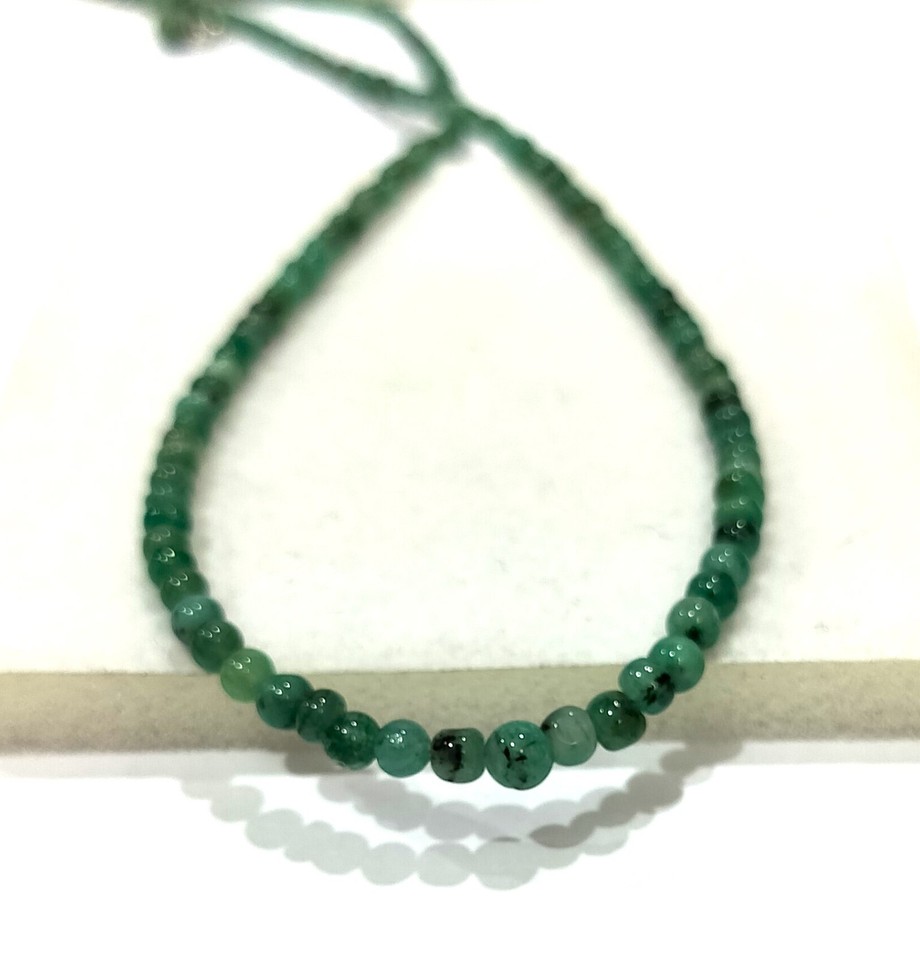 Green Emerald Roundels Beads Women Necklace 925 Sterling Silver 19 ...