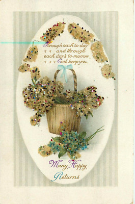 Happy Returns Postcard Vignette Antique IAPC Vignette Embellished ...