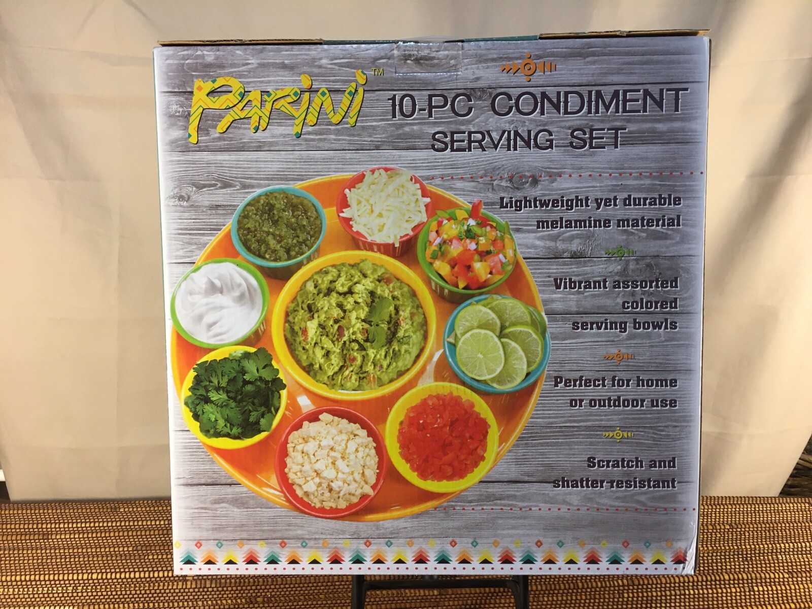 Parini 10 PC Condiment Serving Set Fiesta Colored 12x12 Serving Tray ...