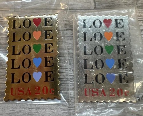 Postage Stamp Lapel Pins 2 Vintage LOVE | eBay