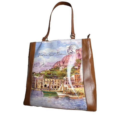 Patricia Nash Toscano Tote bag Italian leather Postcard Graphic Harbor ...