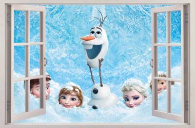 FROZEN Elsa Anna & Olaf 3D Window View Decal WALL STICKER Decor Art ...
