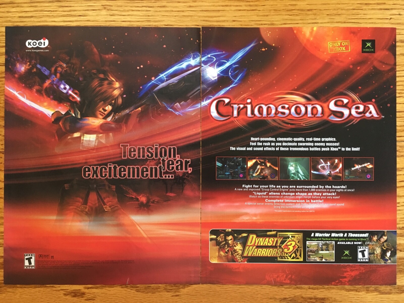 Crimson Sea Xbox Original 2002 Vintage Poster Ad Art Authentic Official ...