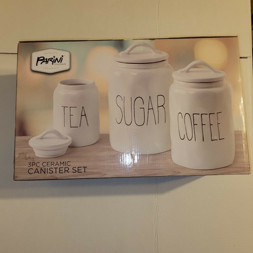 PARINI 3 pc Ceramic Kitchen Canister Set Sugar Coffee Tea | eBay