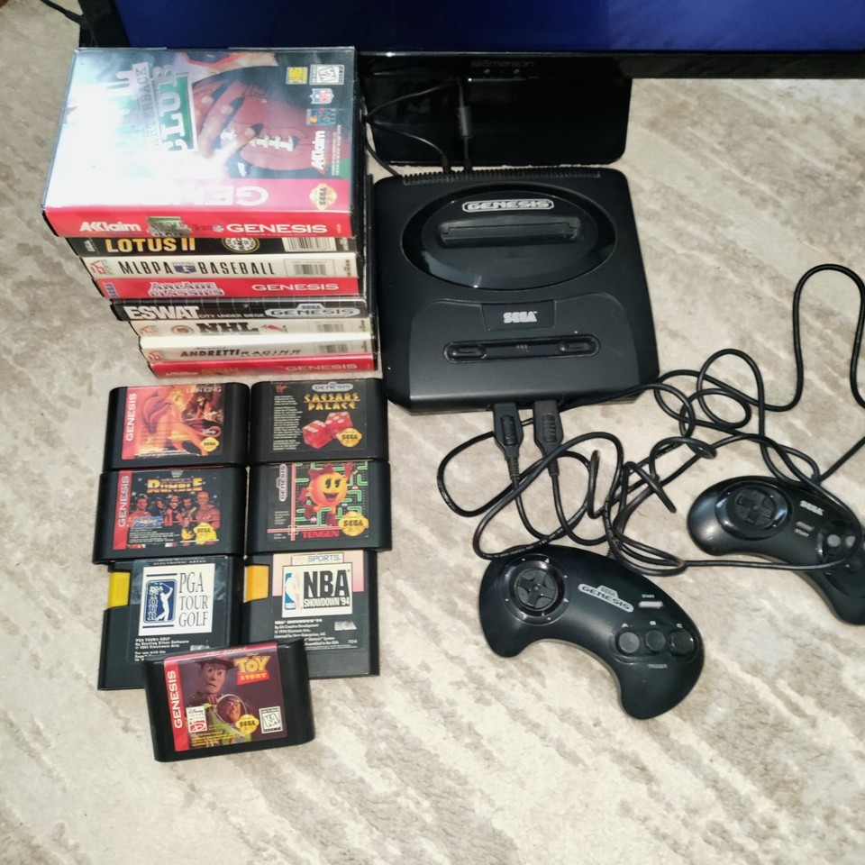 Sega Genesis Console Bundle Lot w/15 Games, Controllers, ESWAT, MS ...
