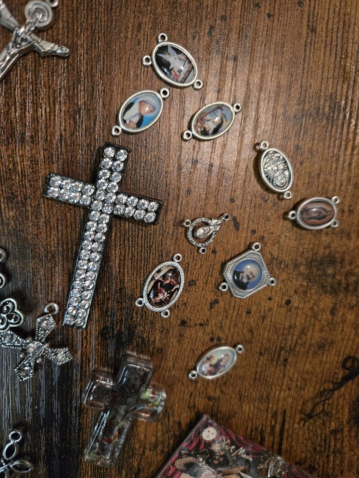 Huge Lot Catholic Religious Charms Crosses Rosary Making Supplies Free ...