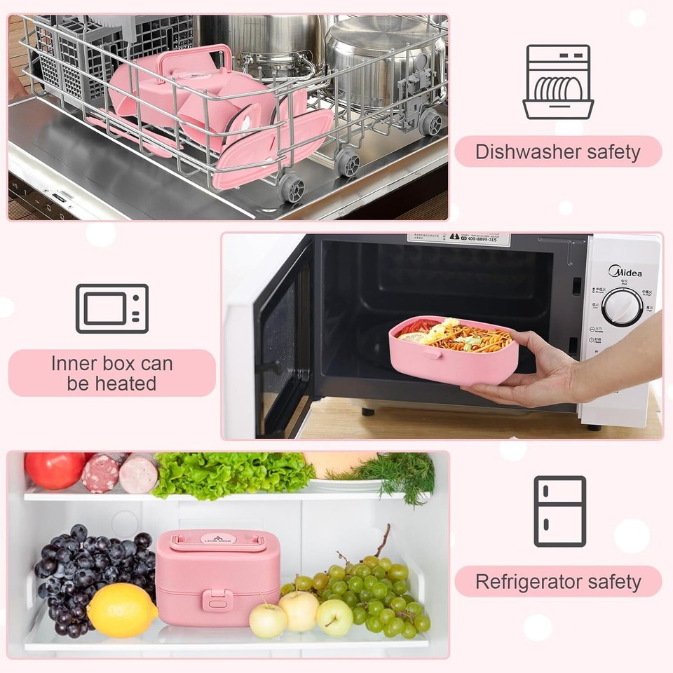 Bento Lunch Box with 8oz Soup Thermo, Kids Sustainable Pink | eBay