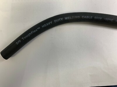 25' BLACK 2/0 WELDING CABLE EXTRA FLEXIBLE CLASS K STRANDING 600V-105C ...