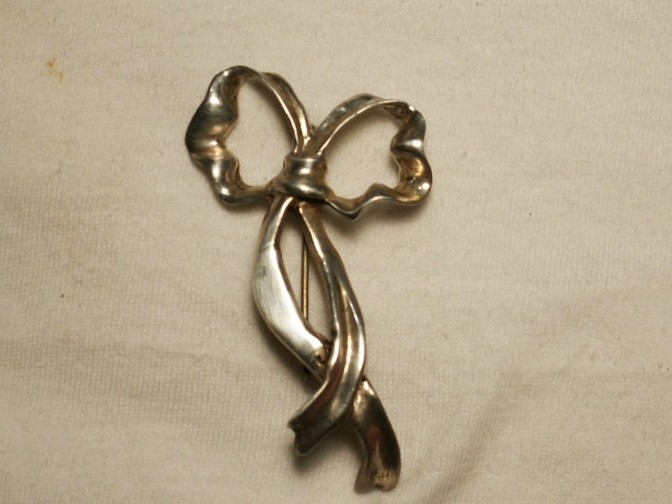 Vintage signed HOB Mexico Sterling Silver Fancy Bow Brooch | eBay Australia