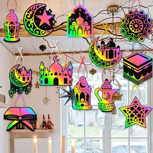 DIY Moon Star Scratch Card Cartoon Ramadan Kareem Decor Home | eBay