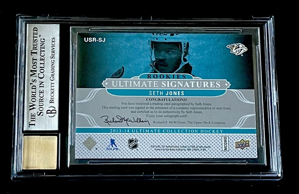 SETH JONES ROOKIE AUTO 10 BGS 8.5 2013 Ultimate Collection Rookie ...