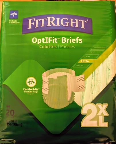 FitRight EXTRA Adult OptiFit Diapers Incontinence Briefs XXL 2XL 80ct ...