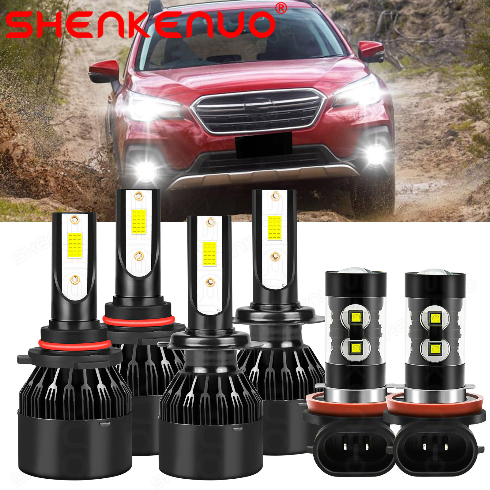 For Subaru Outback 2010-2014 6x 9005 H7 LED Headlight +H11 Fog Light ...