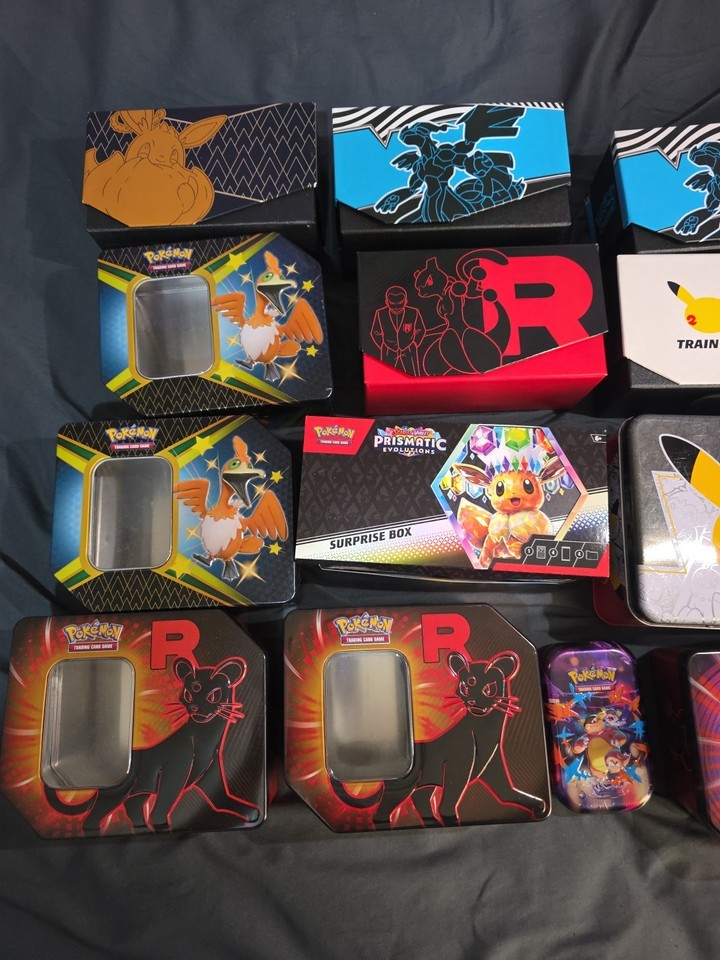 Pokemon EMPTY Elite Trainer Boxes ETB Prismatic Celebrations Tin Box ...