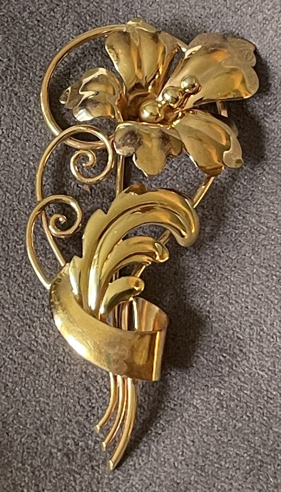Signed Designer Carl-Art 10K Yellow Gold Retro Flower Pin Antique ...