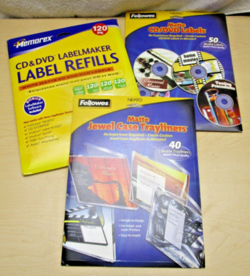 LOT OF 3 MEMOREX AND FELLOWES CD/DVD MATTE LABEL REFILLS | eBay