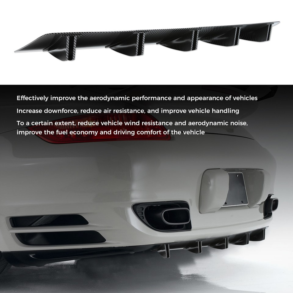 For Mercedes Benz Carbon Fiber Look Rear Lip Bumper Diffuser Shark Fin ...