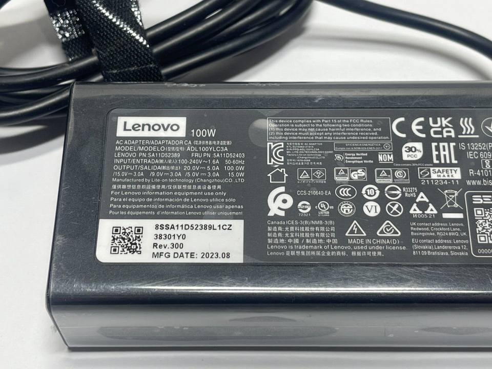Original Lenovo 100W 20V 5A USB-C Charger AC Adapter ADL100YLC3A ...