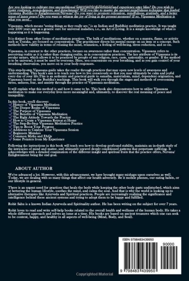 Rohit Sahu Vipassana Meditation The Buddhist Mindfulness Practice to ...