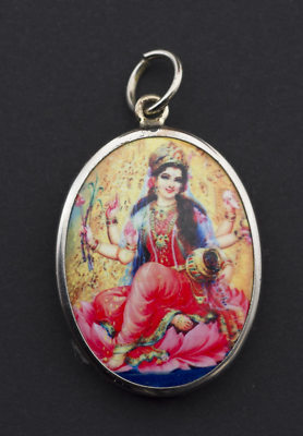 Lakshmi Om Pendant Medal God Hindu Talisman Figurine Miniature 26103 ...