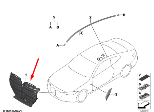 BMW M4 G82 Front Bumper Radiator Grille 51138081142 8081142 NEW GENUINE ...