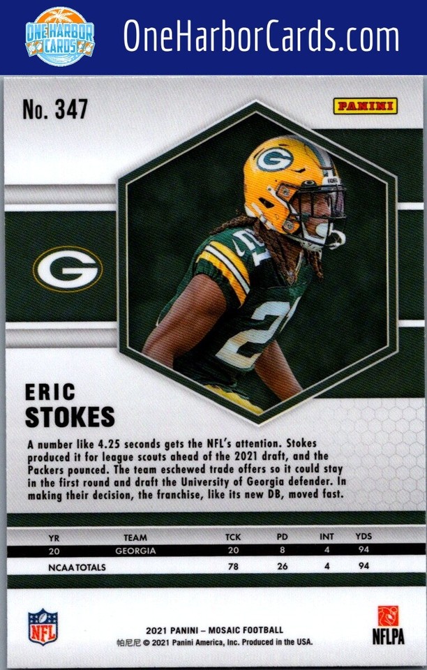 2021 Panini Mosaic Green Bay Packers Football Card #347 Eric Stokes | eBay