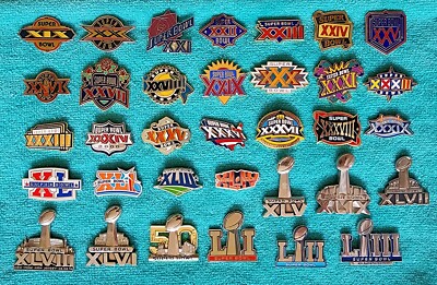 SUPER BOWL - NFL - PRIMARY LOGO LAPEL PINS - 34 PIN SET - FOOTBALL ...