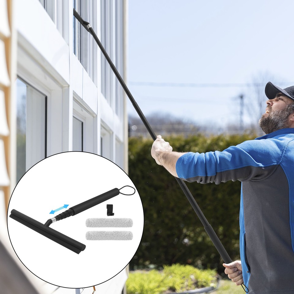 Telescopic Window Squeegee Window Squeegee Kit with Ergonomic Non Slip ...