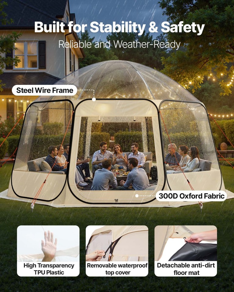 Pop Up Clear Bubble Sports Tent Weatherproof 10x9.2ft/11x10.2/12x11.1 ...