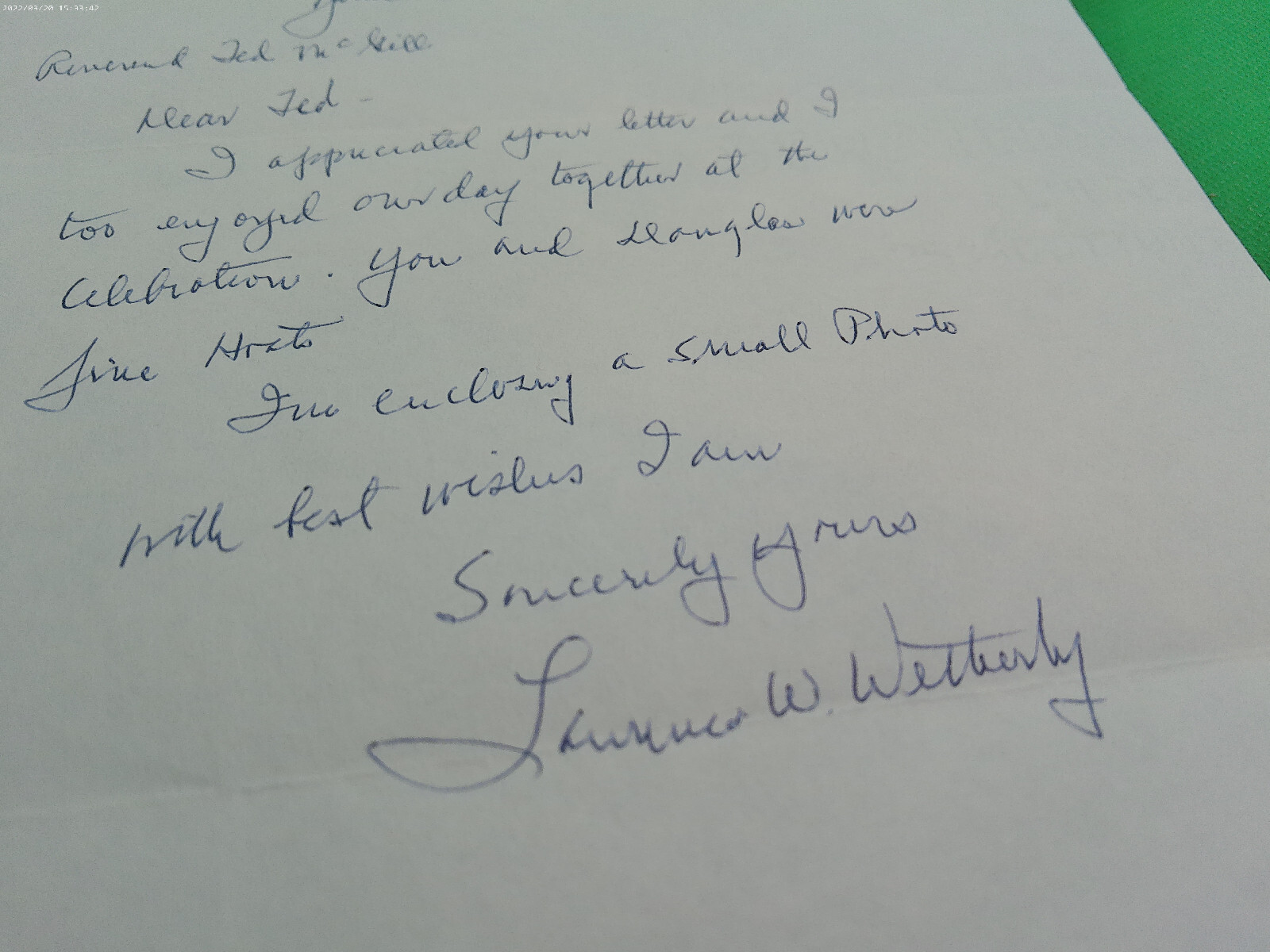 Lawrence Wetherby signed autograph photo letterhead KY Governor Senator ...