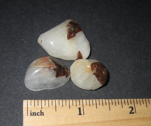 3 RARE TUMBLED POLISHED 0.6"- 1" CRYOLITE & SIDERITE STONES GREENLAND ...