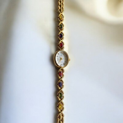 Women's Gemstone Watch Stainless Steel Watch Ladies Quartz Gold Watch ...