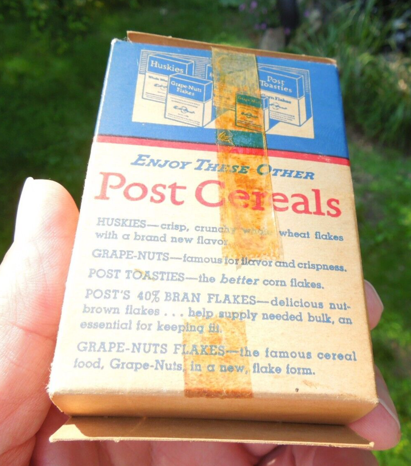 Antique Whole Bran Shreds Small Individual Serving C.W. Post Cereal Box ...