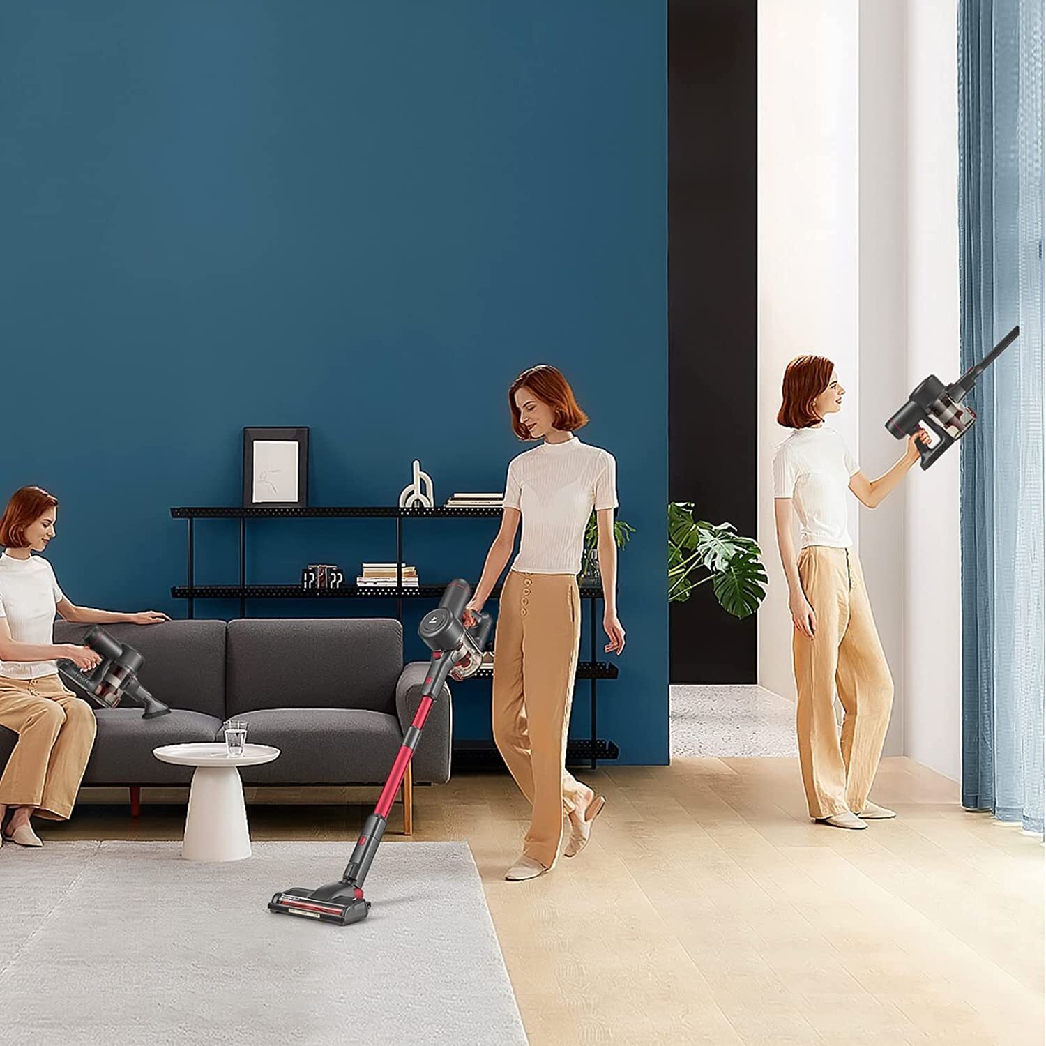 Cordless Vacuum Cleaner, 250W Powerful 25KPA Suction Stick Vacuum ...