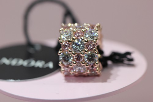 NIB 2020 PANDORA ROSE™ PINK AND CLEAR SPARKLE CHARM 788487C01 POUCH ...