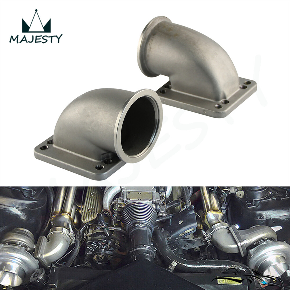 2PCS 2.5" Vband 90 Degree Steel Cast Elbow Adapter Flange For T3 T4 ...