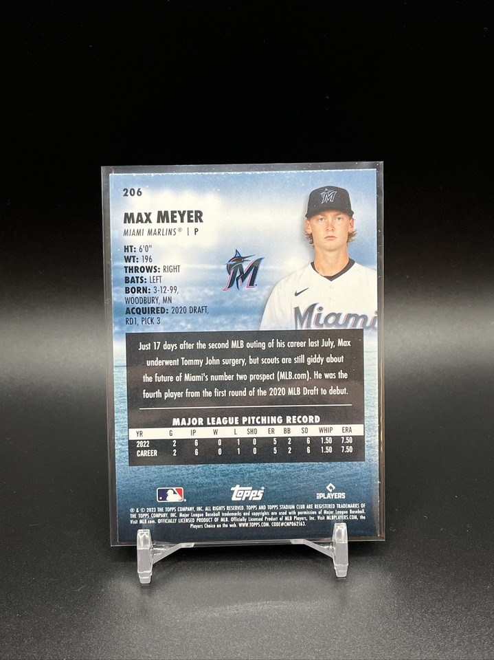 2023 Topps Stadium Club Max Meyer Rookie #206 Miami Marlins | eBay