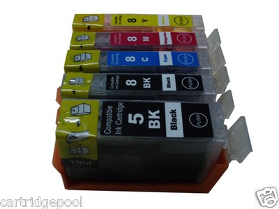For canon Pixma MP530 MP530R MP600 PGI-5BK CLI-8 ink cartridge 5 pack ...